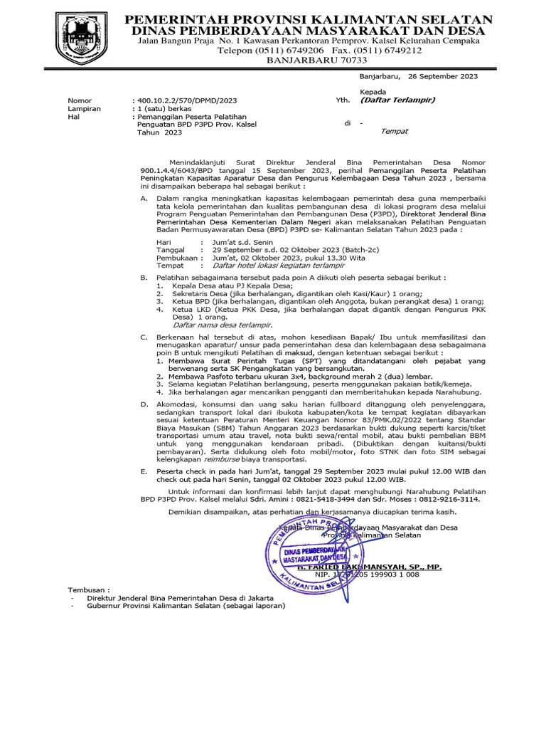 Surat Peserta BPD 2c | PDF