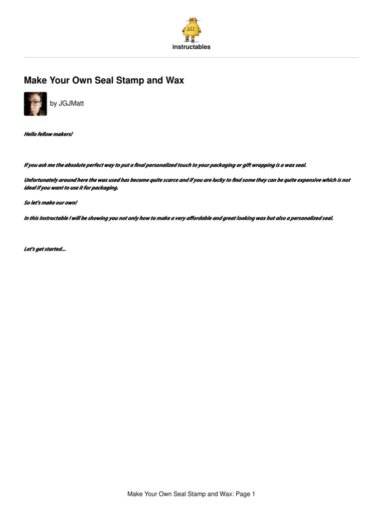 Make Your Own Seal Stamp and Wax | PDF | Home & Garden