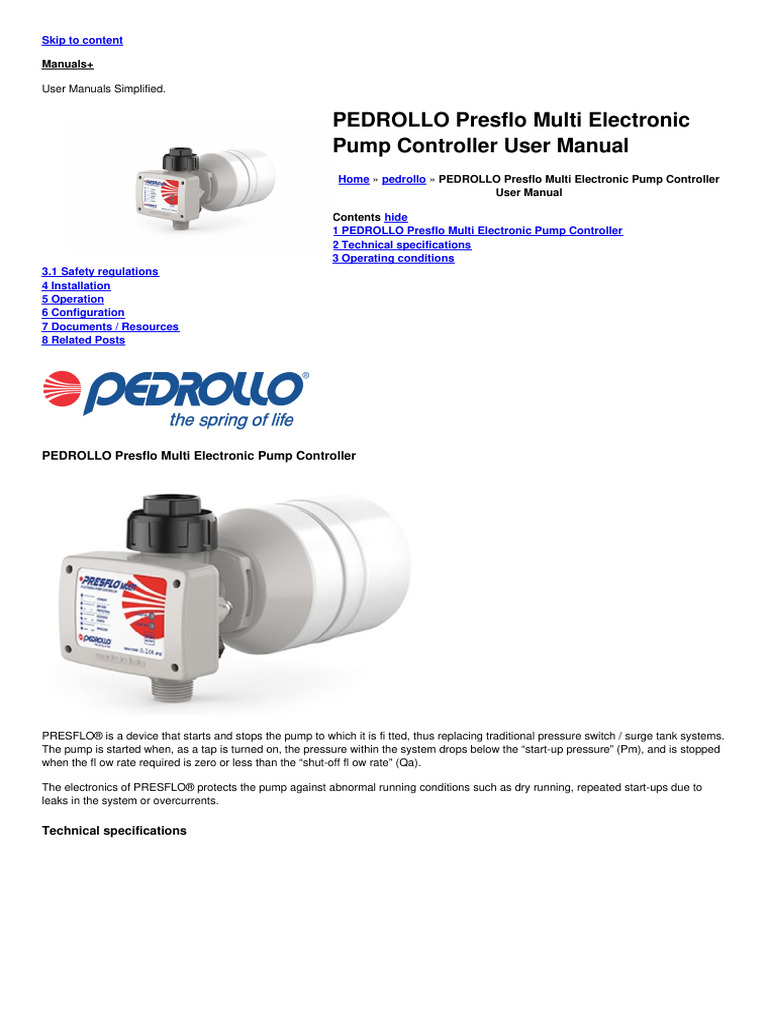 presflo-multi-electronic-pump-controller-manual | PDF
