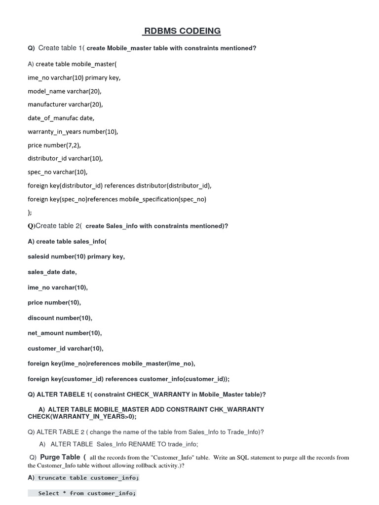Rdbms Coding | Download Free PDF | Software Design | Data Management Software