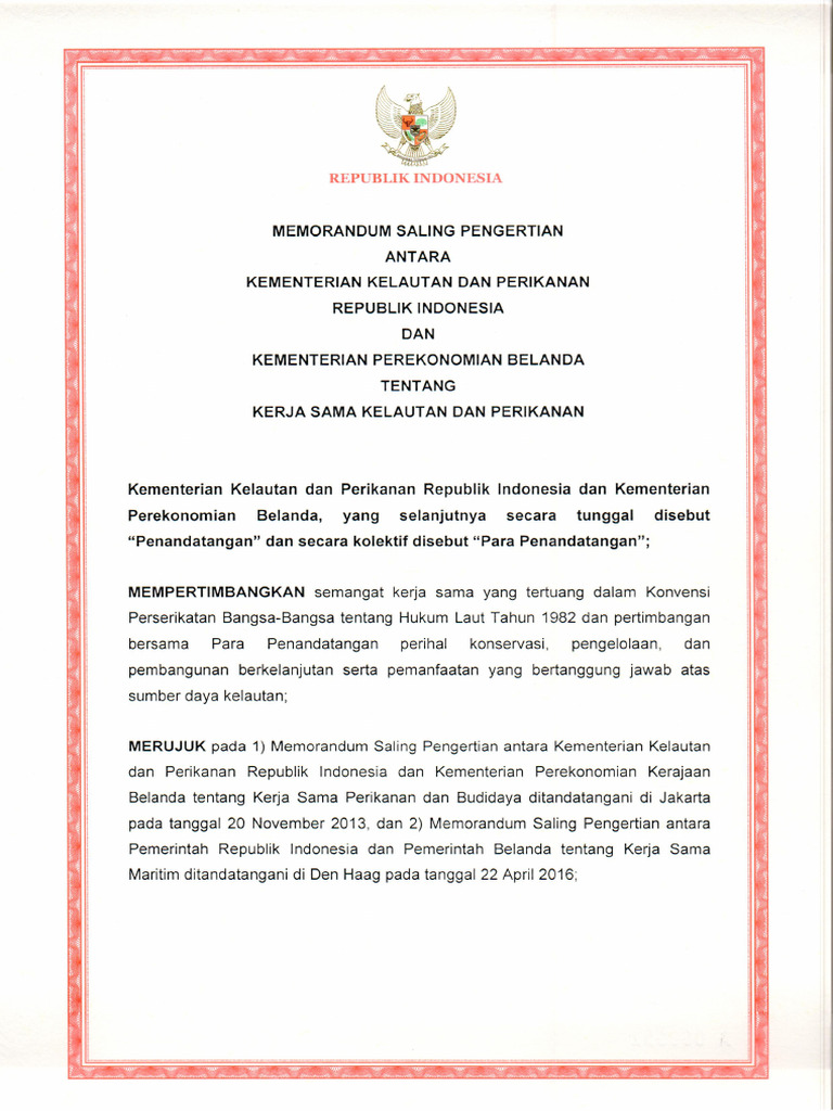 MoU KS Kelautan Dan Perikanan Belanda | PDF