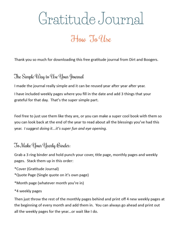 Sample Gratitude Journal | PDF