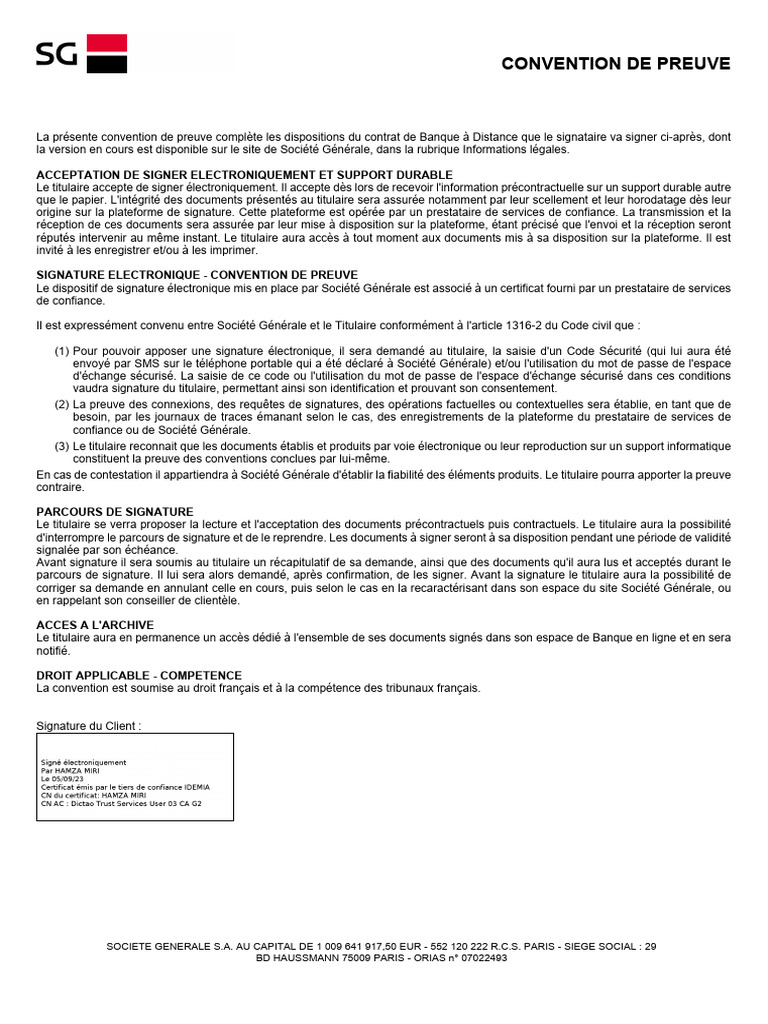 Convention de Preuve | PDF | Finance et gestion monétaire | Droit