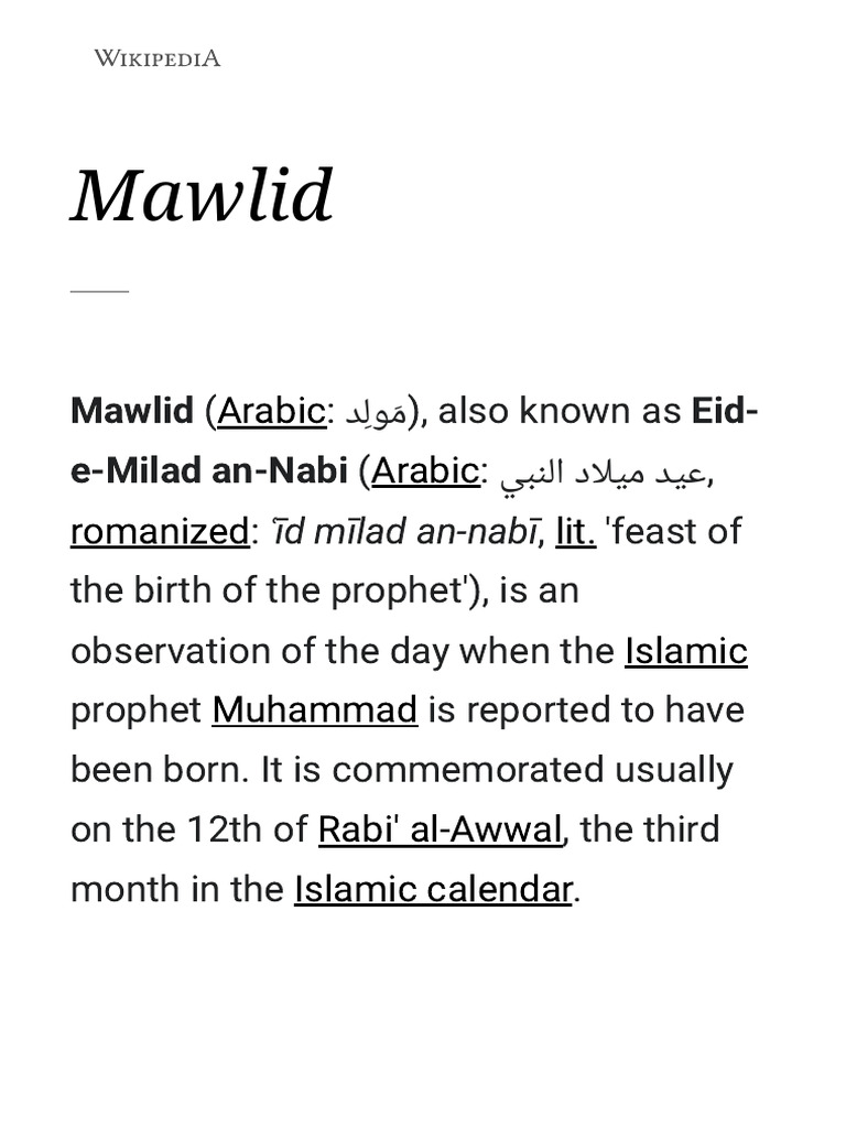 Mawlid-Wikipedia 1695844159653 | PDF