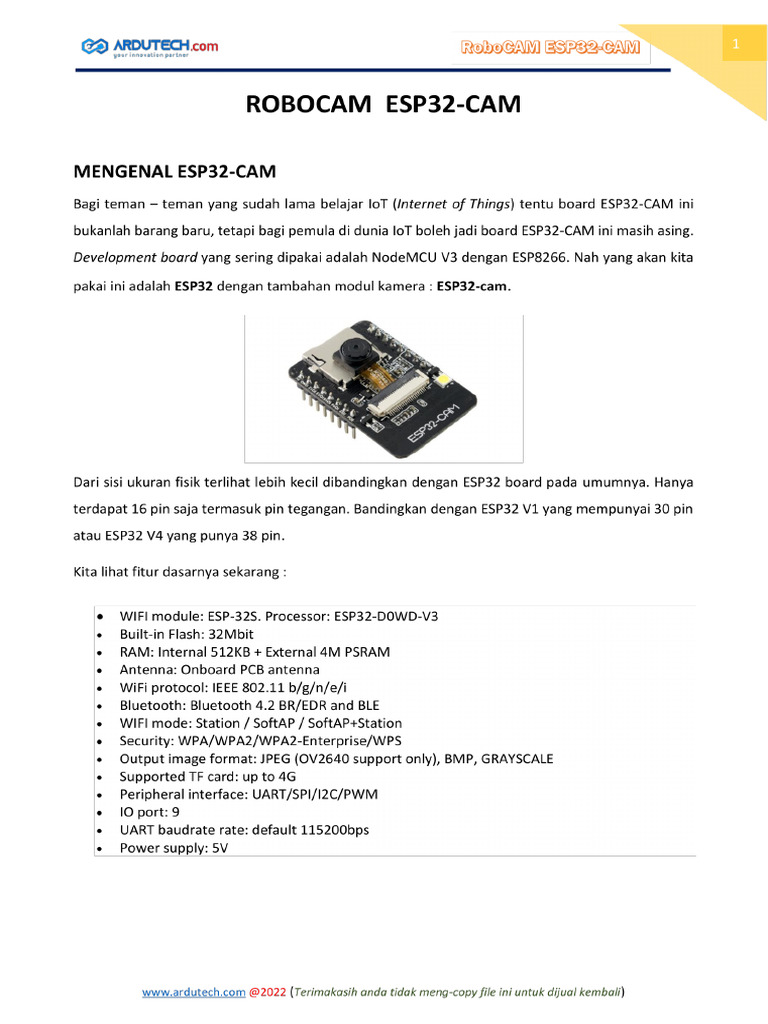 Panduan Robocam Esp32 | PDF