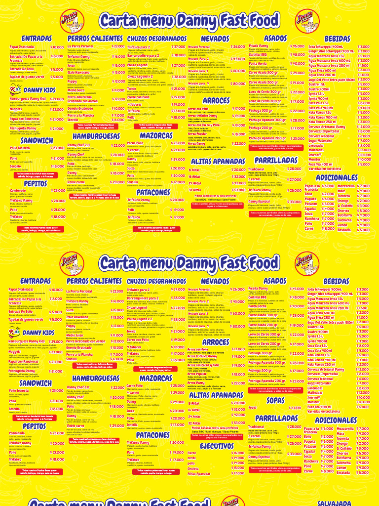 Menú de Danny Fast Food | PDF