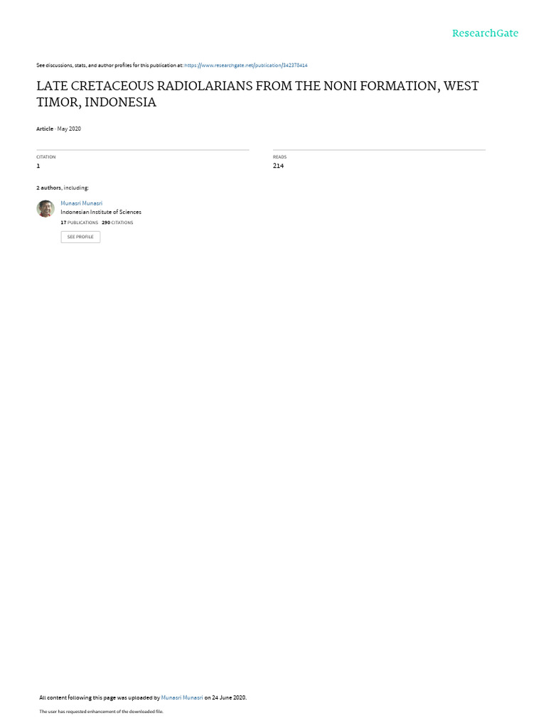Late Cretaceous Radiolarians From the Noni Formation, West Timor | PDF