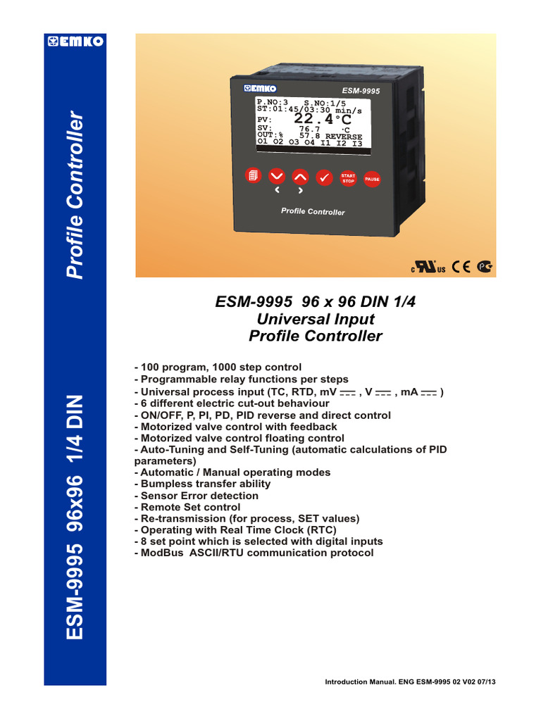 ESM-9995 96 X 96 DIN 1/4 Universal Input Profile Controller | PDF