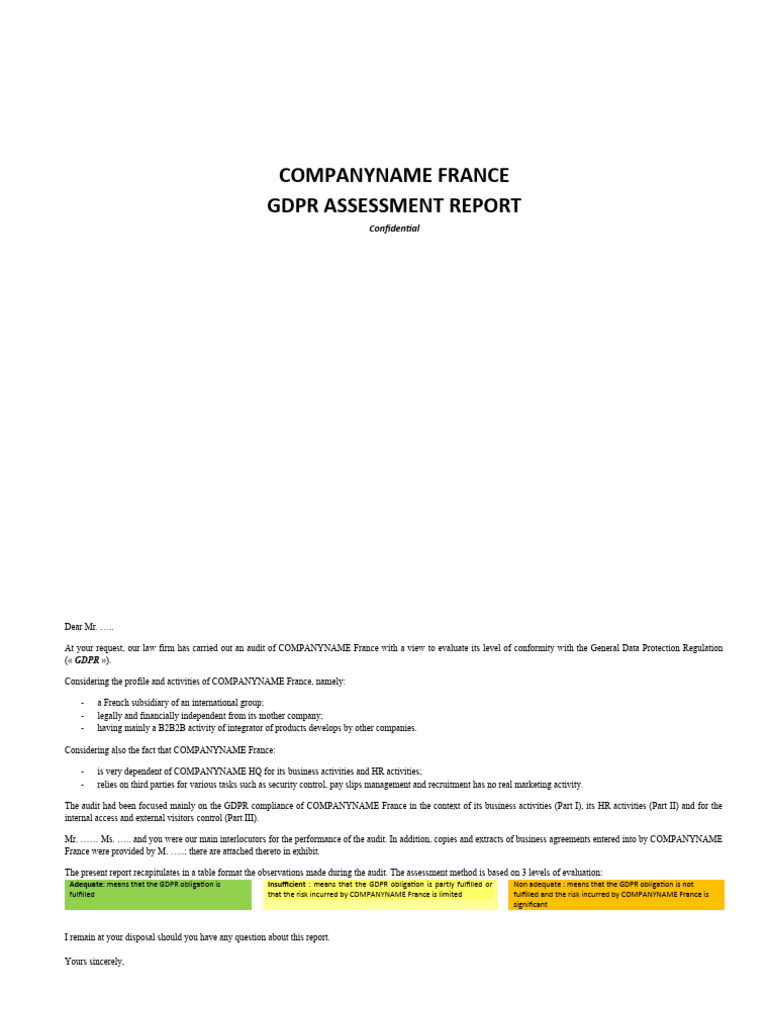 306 - GDPR Assessment Report | PDF