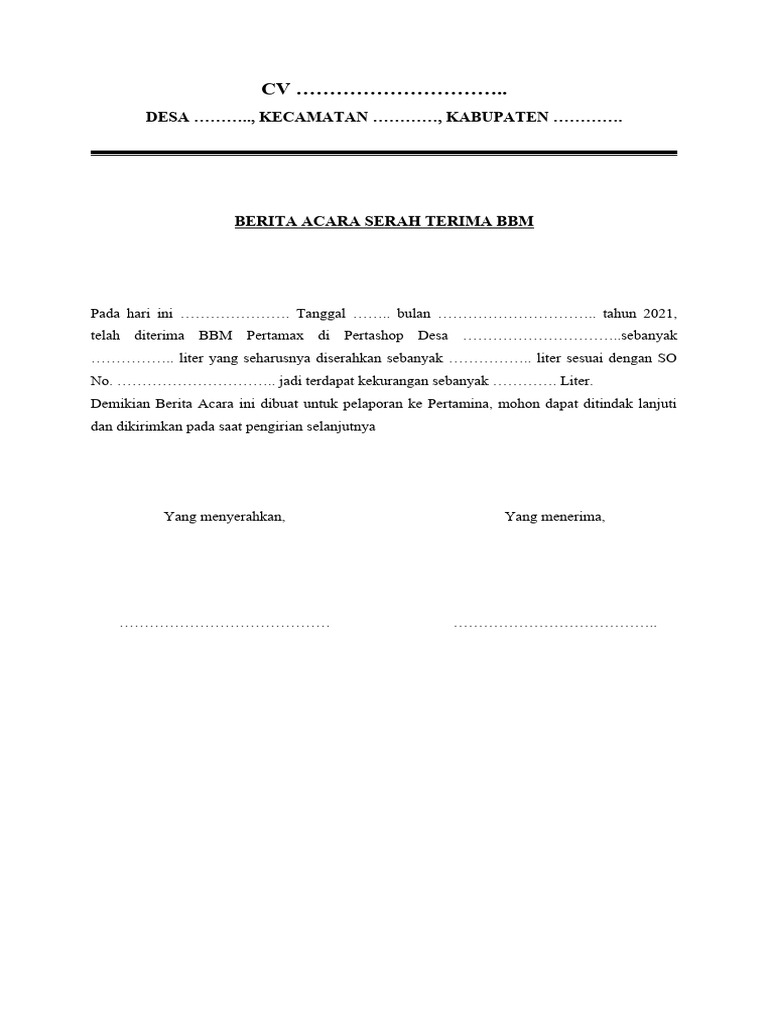 Contoh Berita Acar Serah Terima BBM | PDF