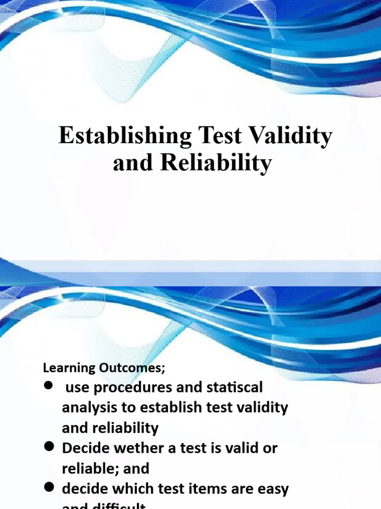Establishing Te Lesson 6 | PDF | Validity (Statistics) | Multivariate Statistics