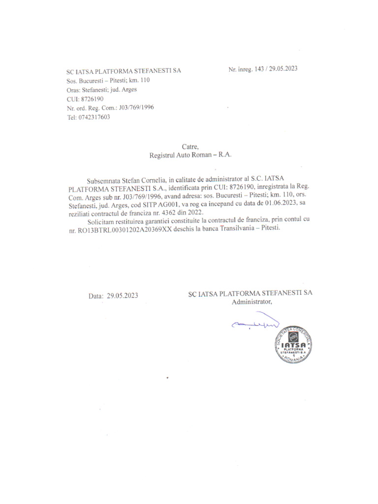 Cerere Rar Itp | PDF