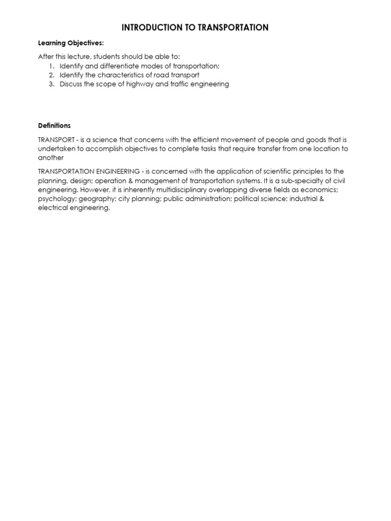 Introduction to Transportation Engineering | PDF | Business