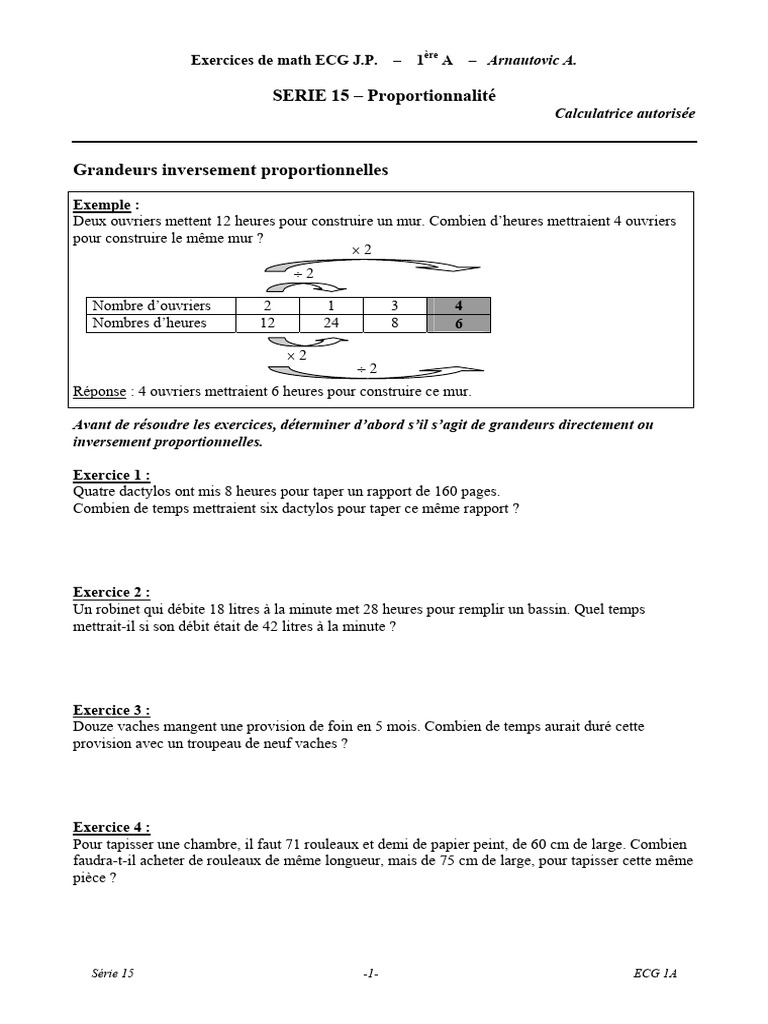 Série 15 Inversement Prop | PDF