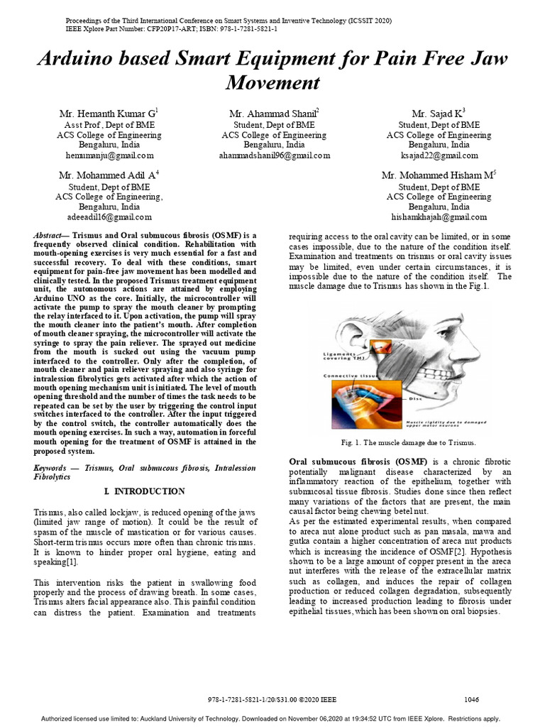Arduino Based Smart Equipment For Pain Free Jaw | PDF