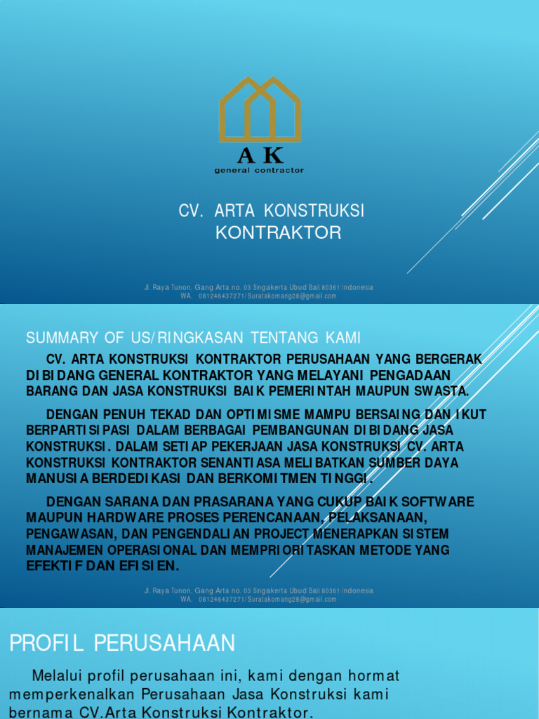 Profil CV. Arta Konstruksi Bali | PDF