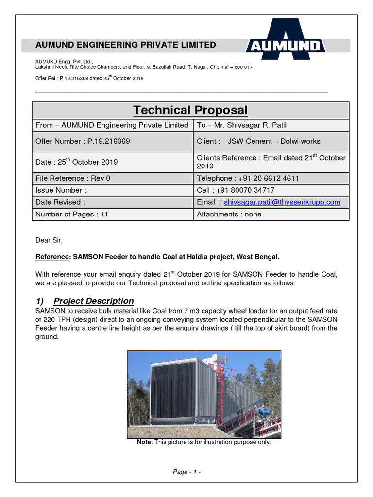 SAMSON Feeder Proposal for Coal | PDF | Technology & Engineering