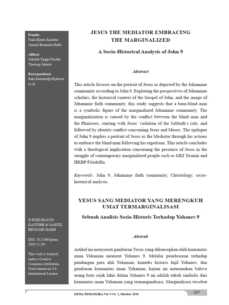 Jesus The Mediator Embracing The Marginalized A Socio-Historical ...