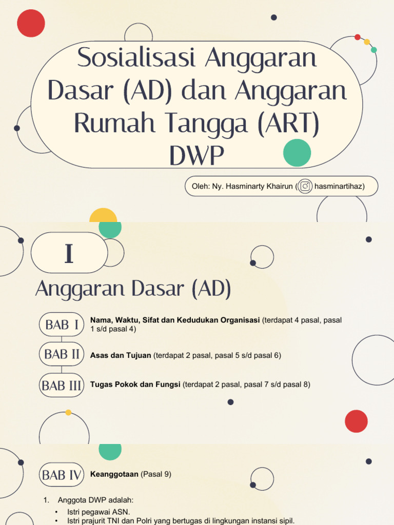 Sosialisasi AD Dan ART DWP | PDF