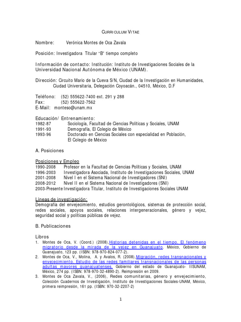 Breve CV Veronica Montes de Oca | PDF | Política