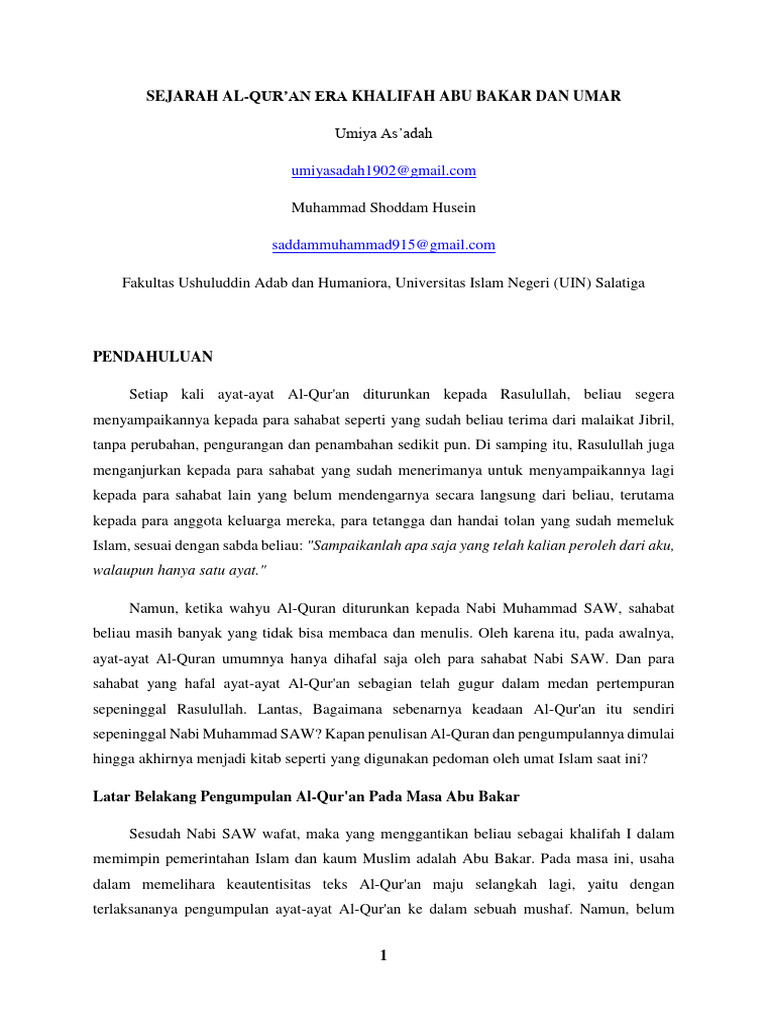Kel. 6 - Sejarah Al-Qur'an Era Abu Bakar & Umar | PDF