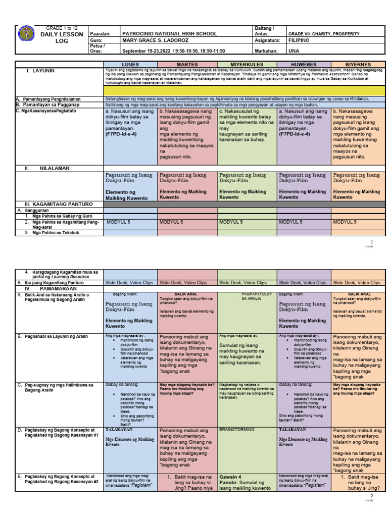 DLL Fil. Q1 .Week 5 | PDF