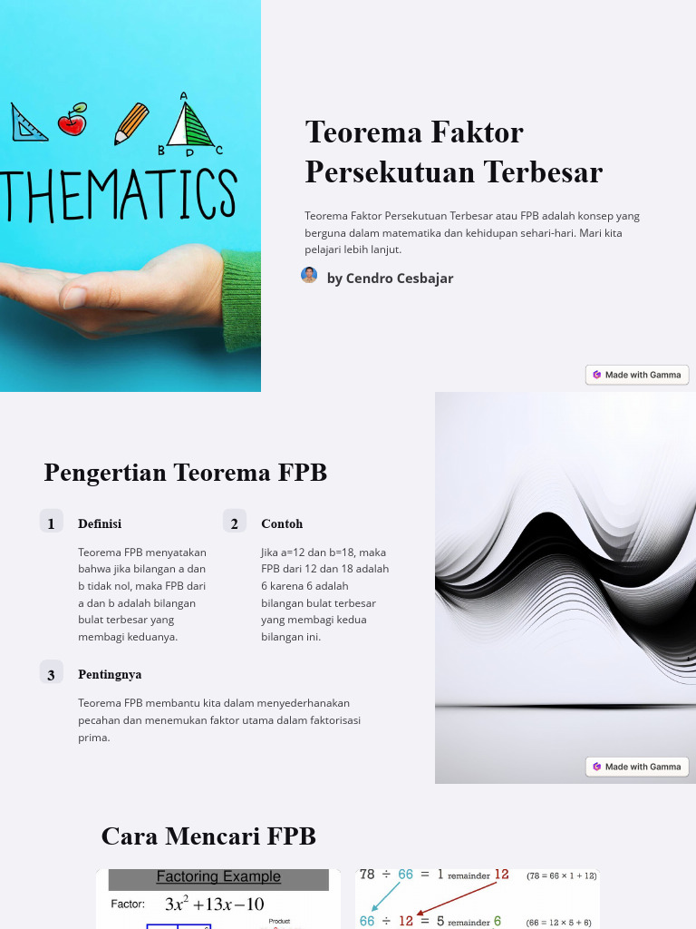 Teorema FPB: Definisi dan Kegunaan | PDF | Metode & Bahan Ajar