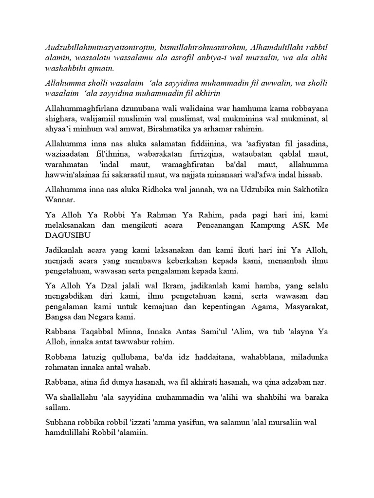 Teks Doa Untuk Acara | PDF