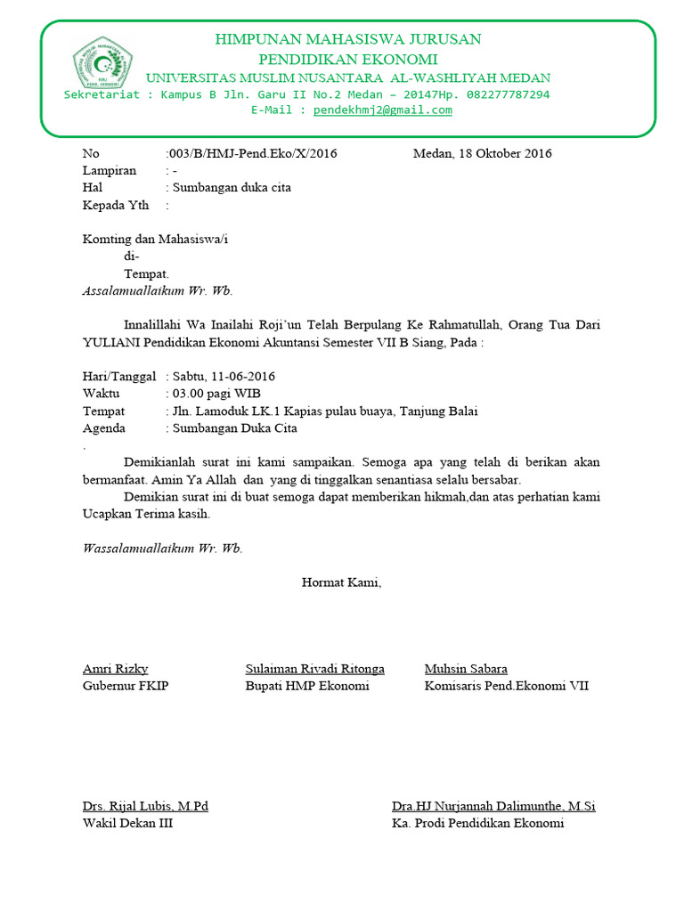 Surat Duka Cita | PDF