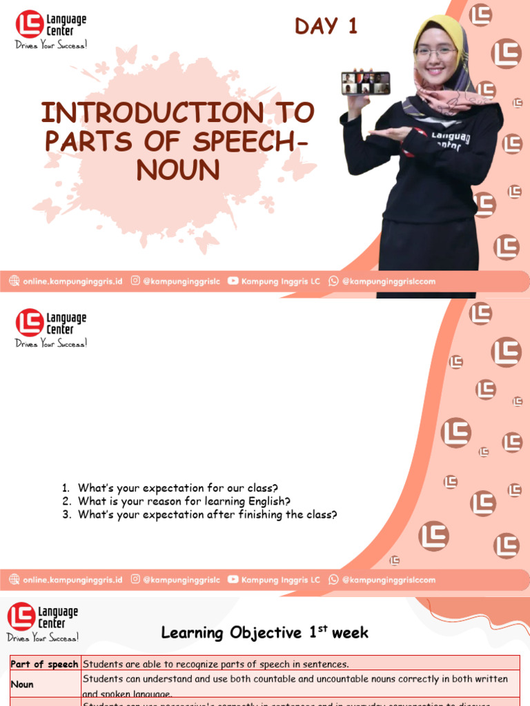 DAY 1. Introduction To Part of Speech-Noun | PDF