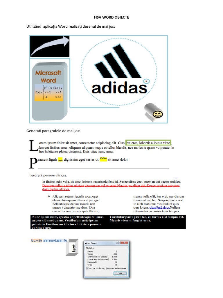 Fisa Word Obiecte | PDF