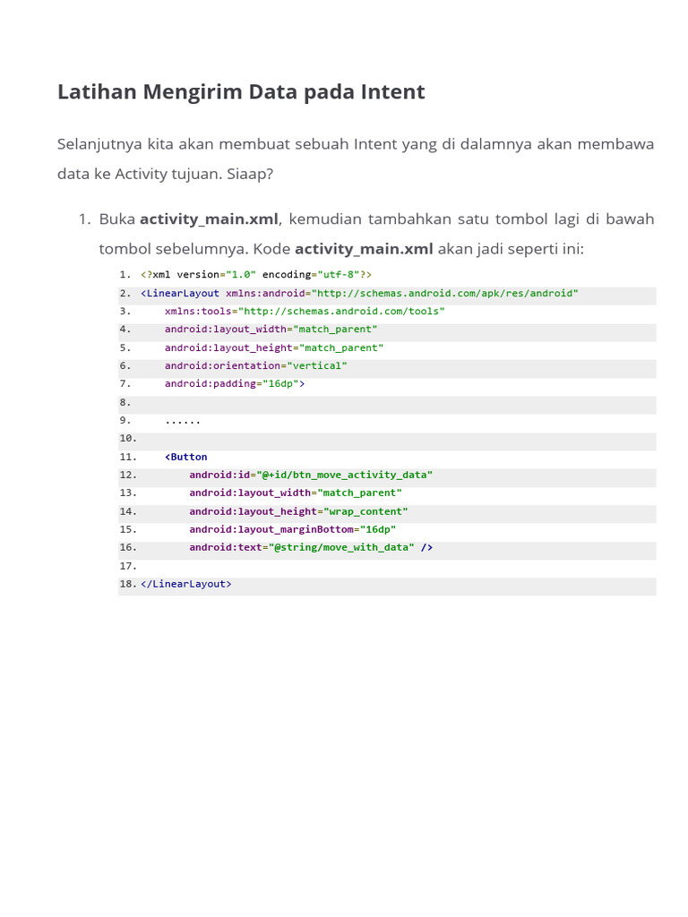 3.2 Codelab Latihan Mengirim Data Pada Intent | PDF
