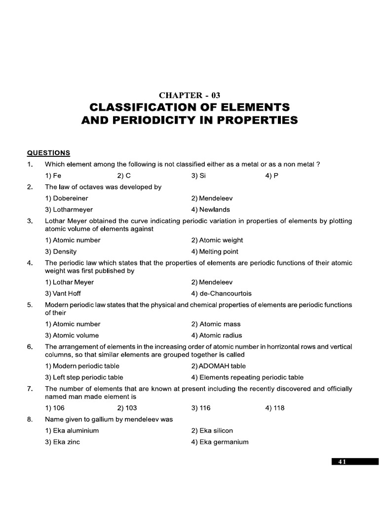 LT-24 RES. AIIMS WB - Classification of Elements & Periodicity in ...