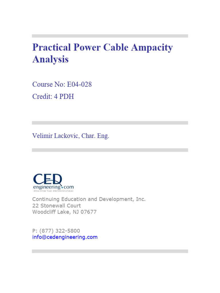 Cable Ampacity Analysis Pdf