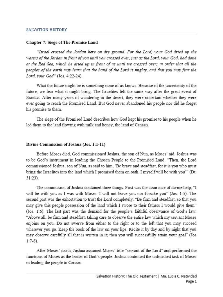 Salvation History CH.7 | PDF