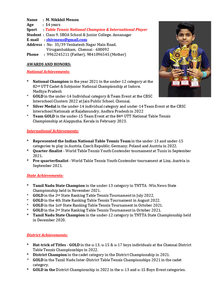 Nikil Menon Profile | PDF