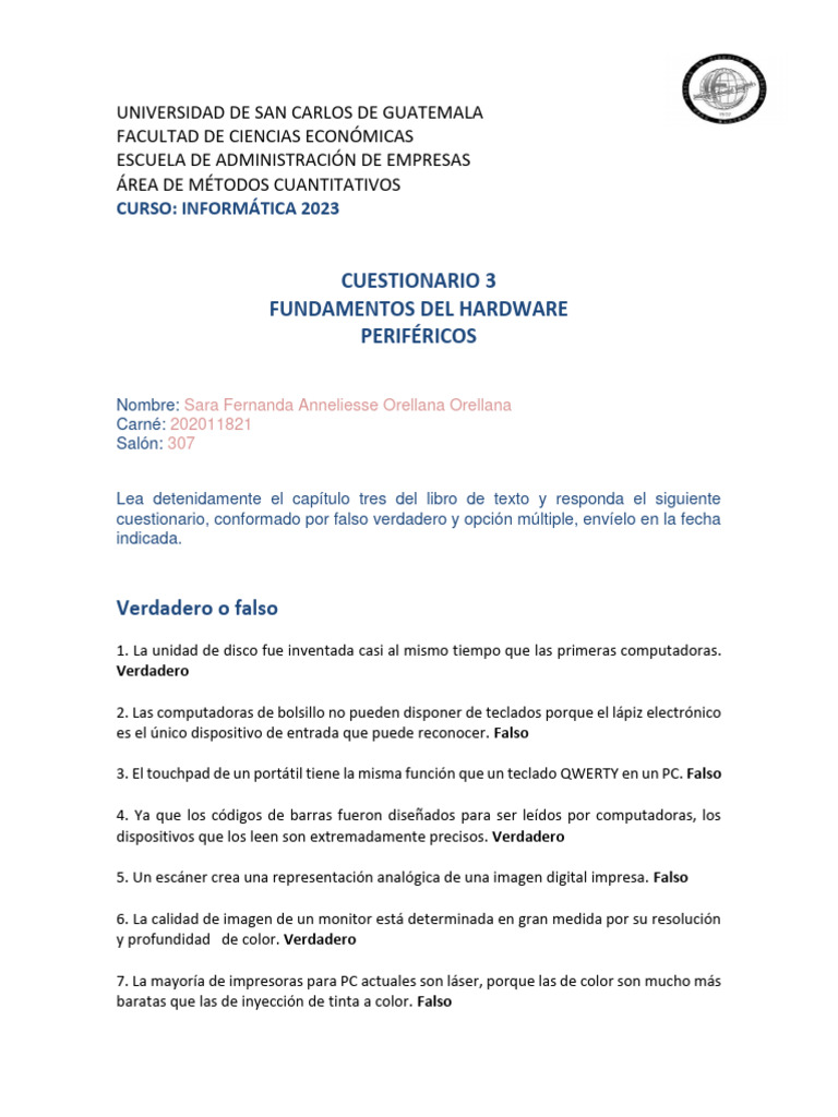 Cuestionario 3 | PDF