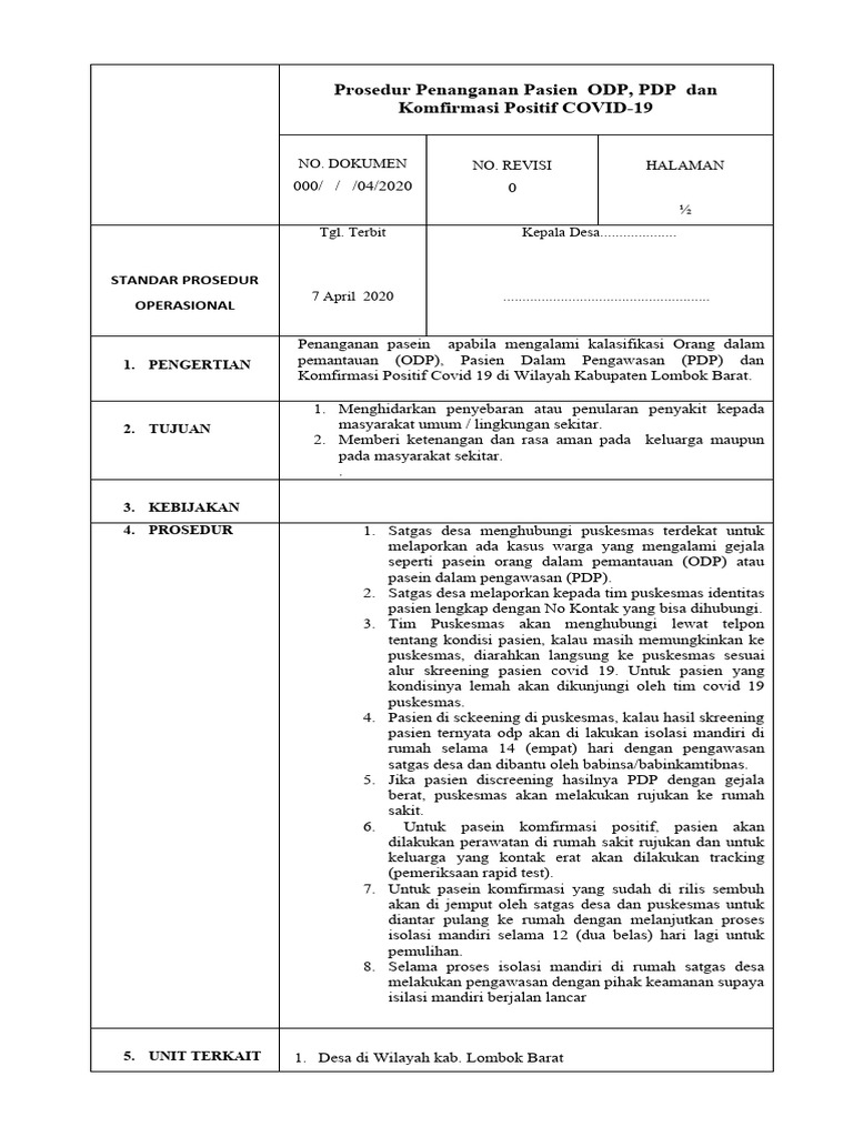 SOP Penanganan ODP & PDP | PDF