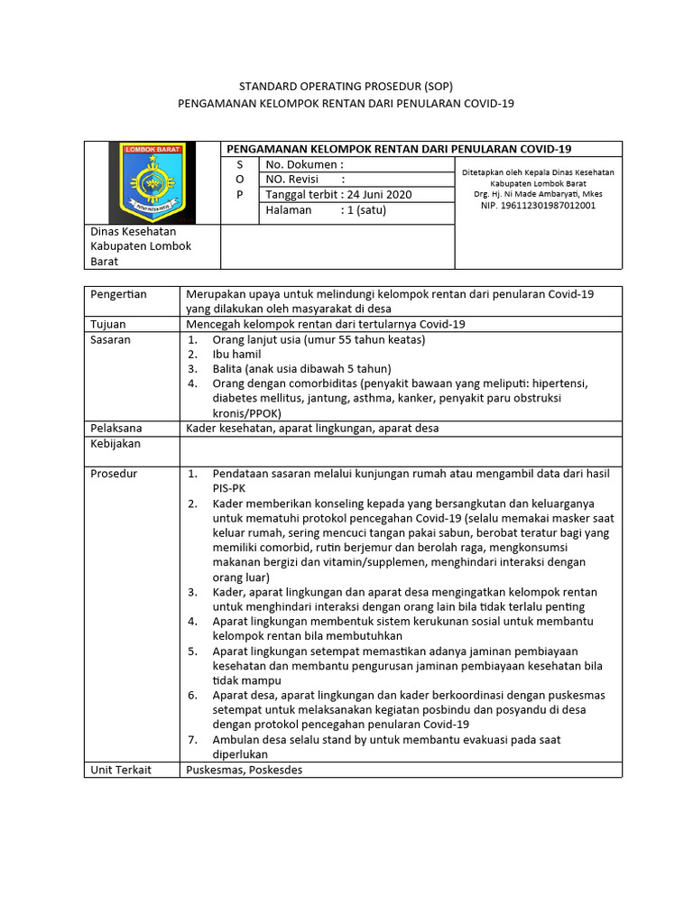 SOP Pengamanan Kelompok Rentan | PDF