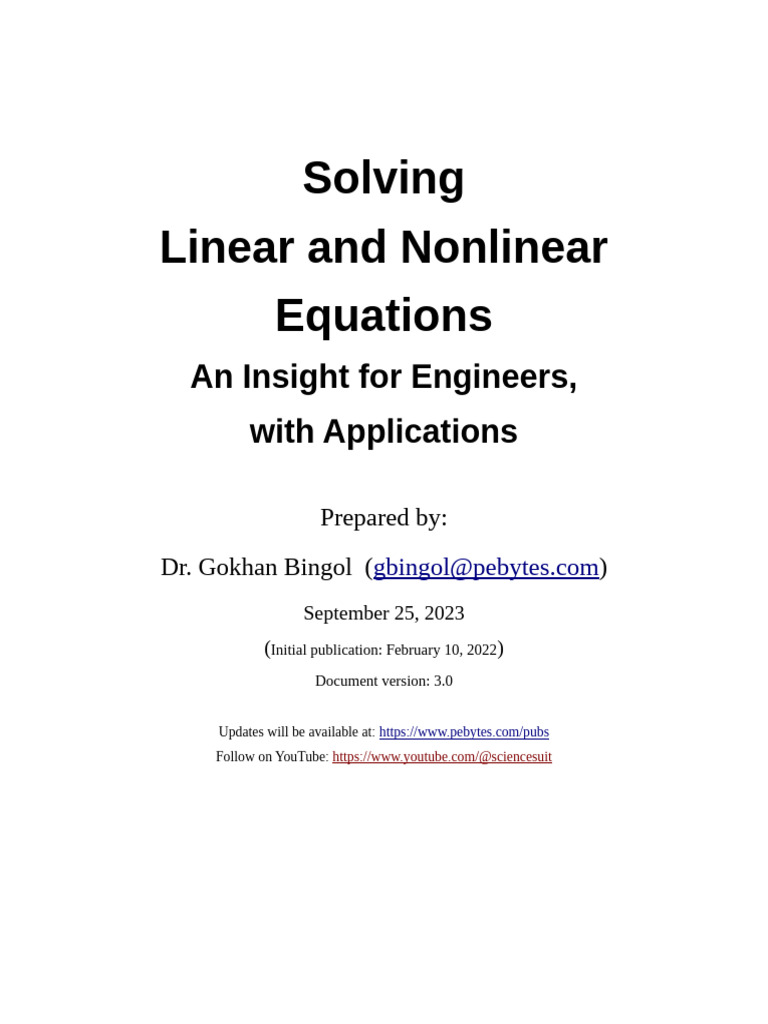 Solving Linear Nonlinear Equations Using Python 3rd Ed Pdf
