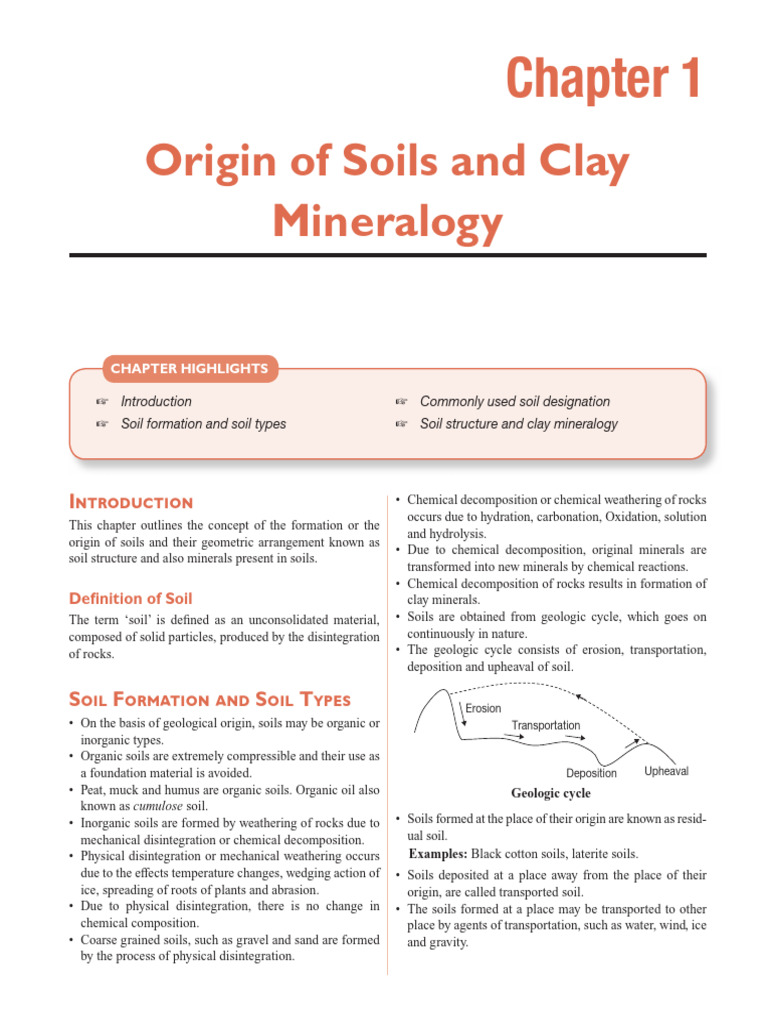 Origin of Soils & Clay Mineralogy (CE) - 4 | PDF | Clay | Soil