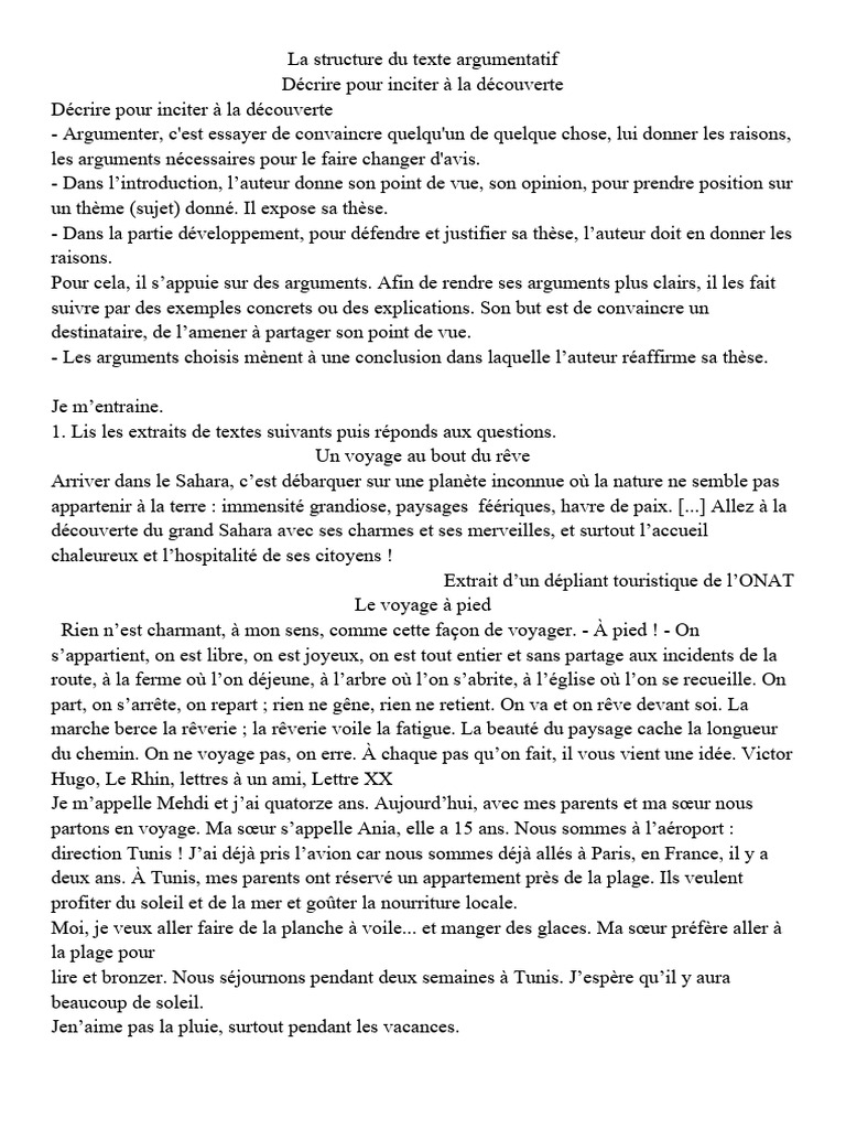 La Structure Du Texte Argumentatif | PDF