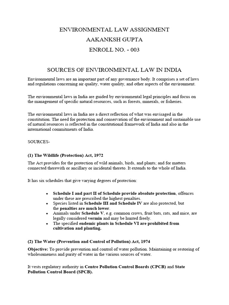 Sources of Environmental Law in India | PDF | Environmental Law ...