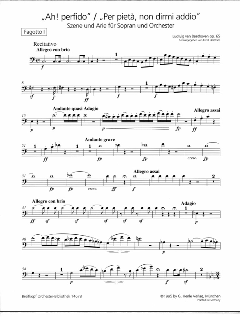 Beethoven - Ah - Perfido - Fagotto I | PDF