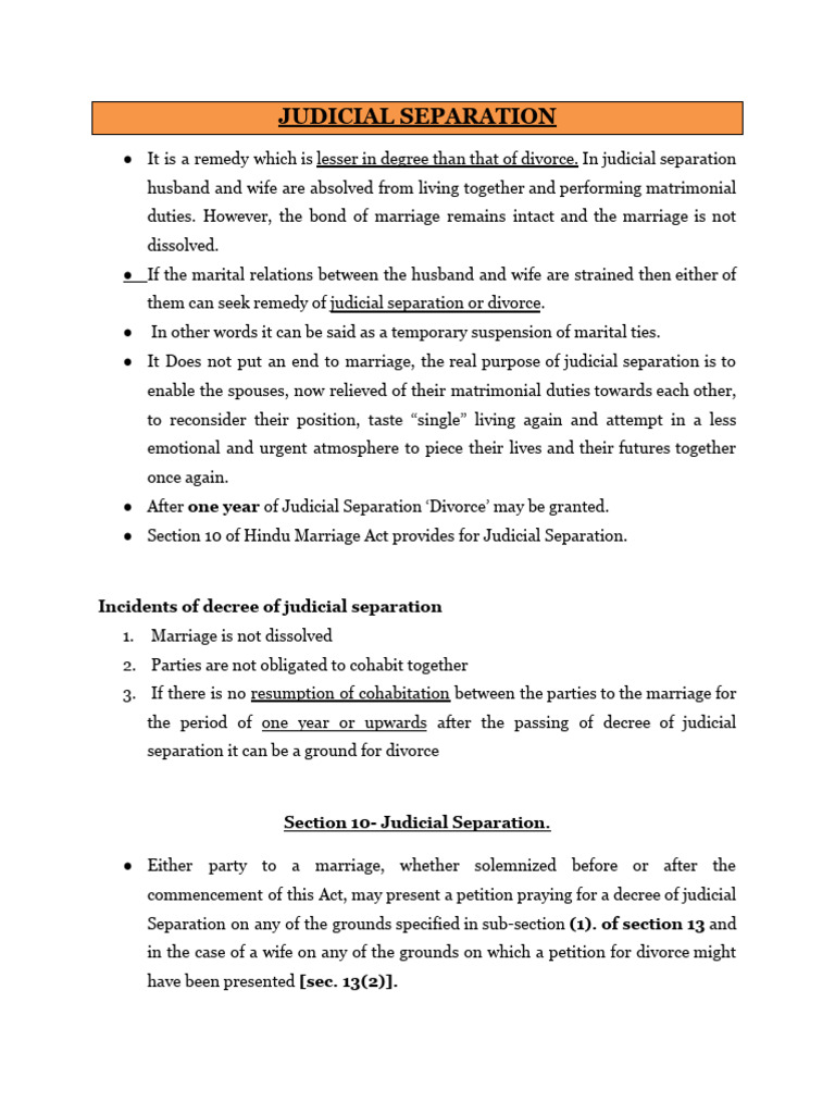 06 Judicial Separation - Docx 1 | PDF | Divorce | Marriage