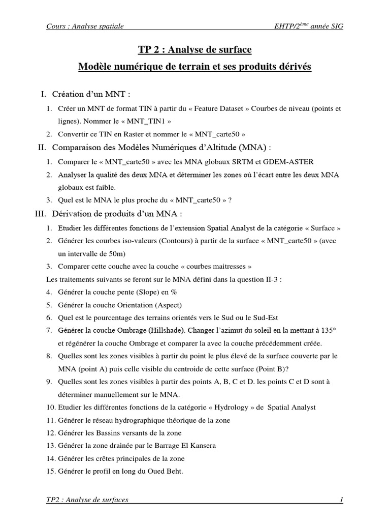 TP2 Analyse de Surface | PDF