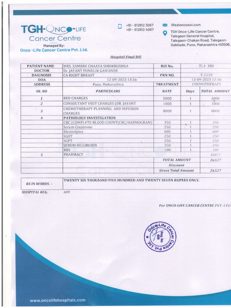 Final Bill and Discharge Summary | PDF