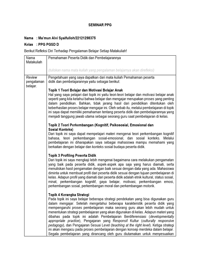 Jurnal Refleksi PPDP | PDF