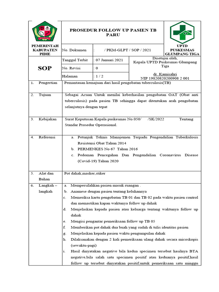 Sop Follow Up TB Paru | PDF