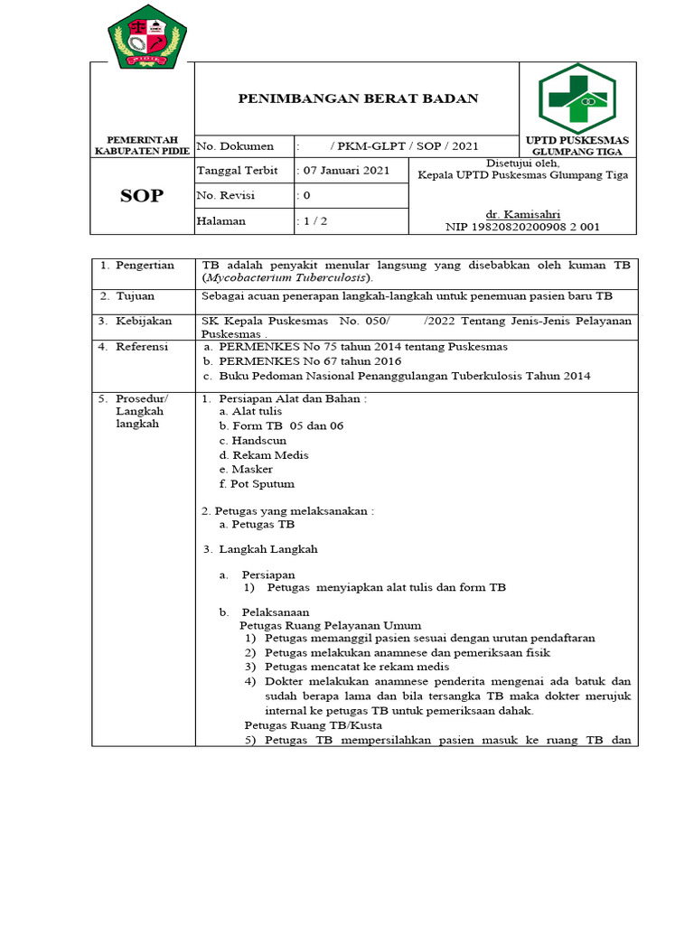 SOP Penimbangan BB | PDF